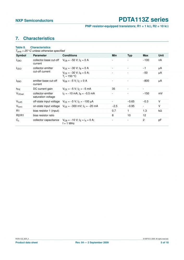 PDTA113Z datasheet page 6