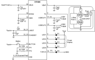 RT9480 - Easy to Use Power Bank Solution (EZPBS®) Integrated Chip with Two Ports Output for sale
