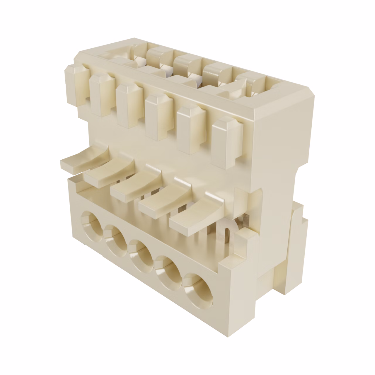 Appli-Mate RAST 2.5 Connector, 2.50mm Pitch, Female, 5 Circuits, No Position Keys Removed, Polarizing Rib Between 4/5, Closed Endwalls, Tin Plating for sale