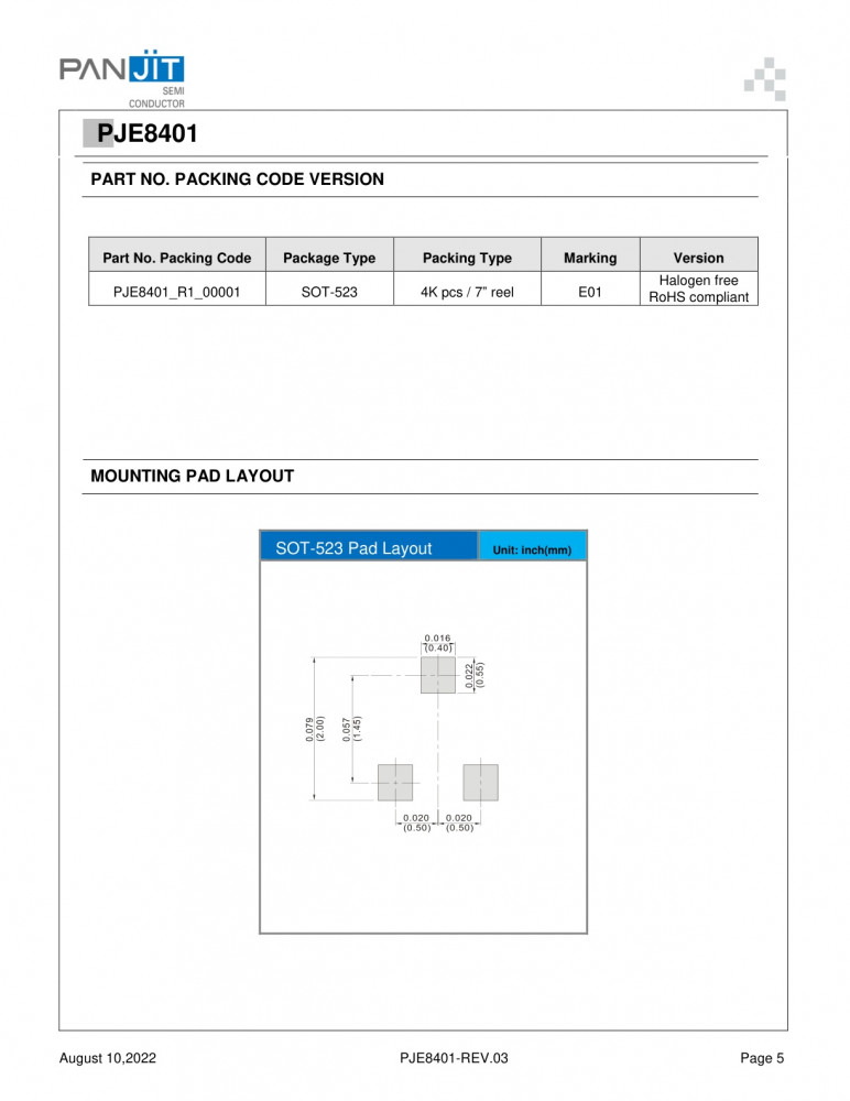 PJE8401 datasheet page 5