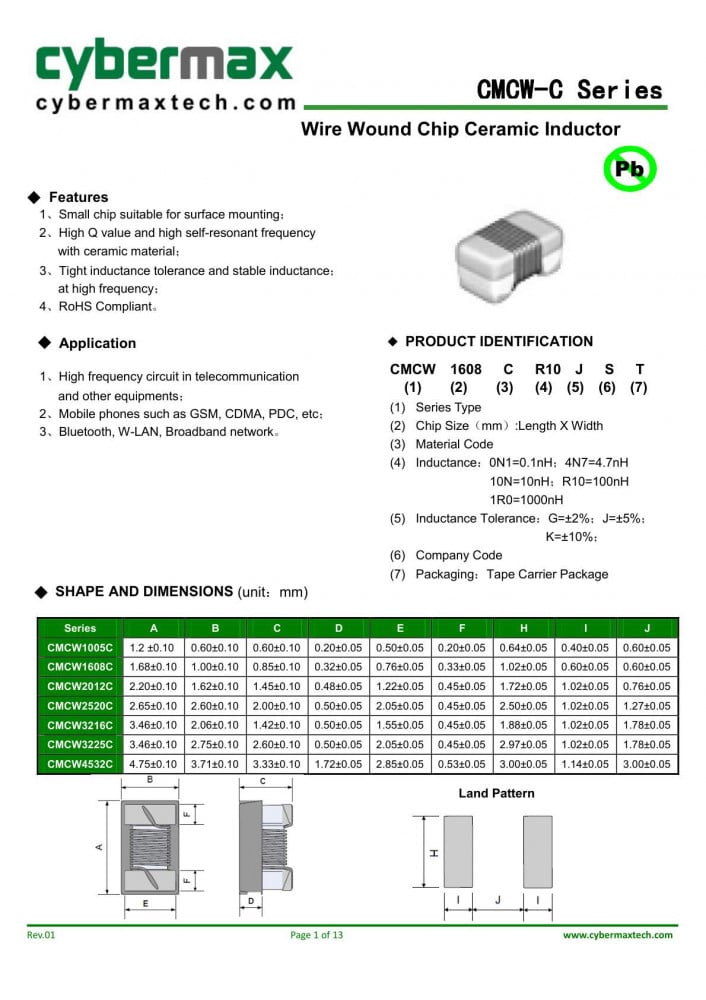 Cybermax datasheet page 1