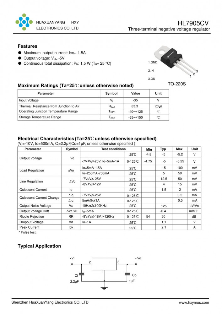 HL7905CV datasheet page 1