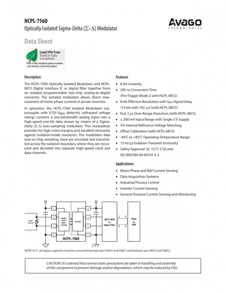 HCPL-7560 datasheet page 1