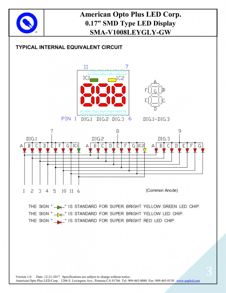 SMA-V1008LEYGLY-GW datasheet page 3
