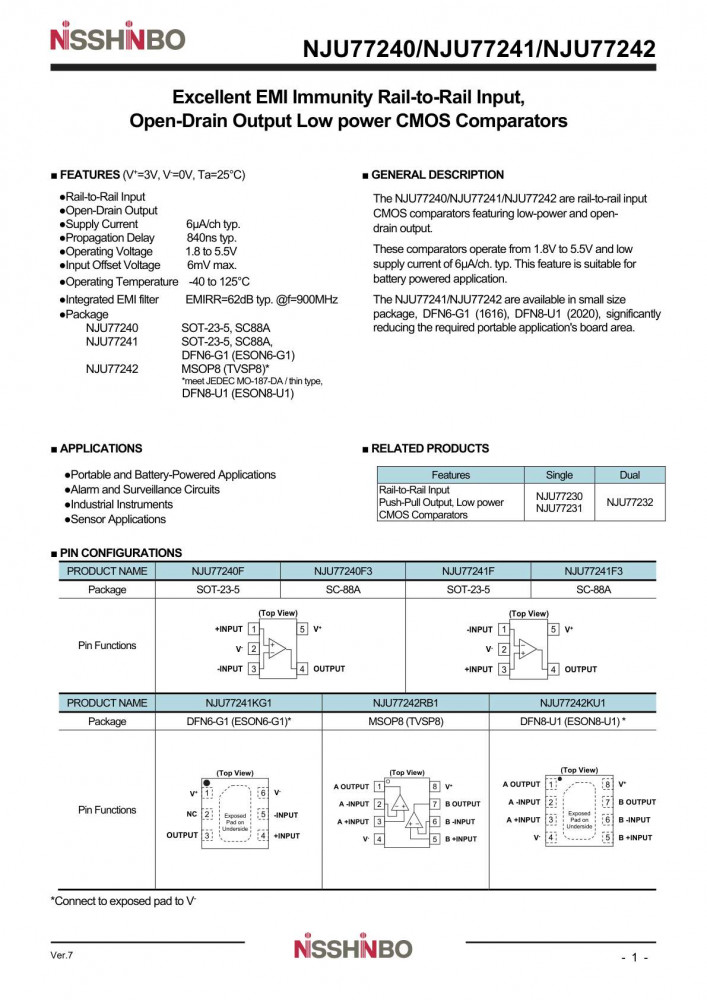 NJU77240 datasheet page 1
