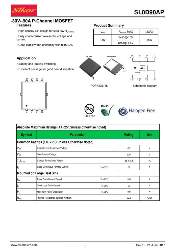 SL0D90AP datasheet page 1