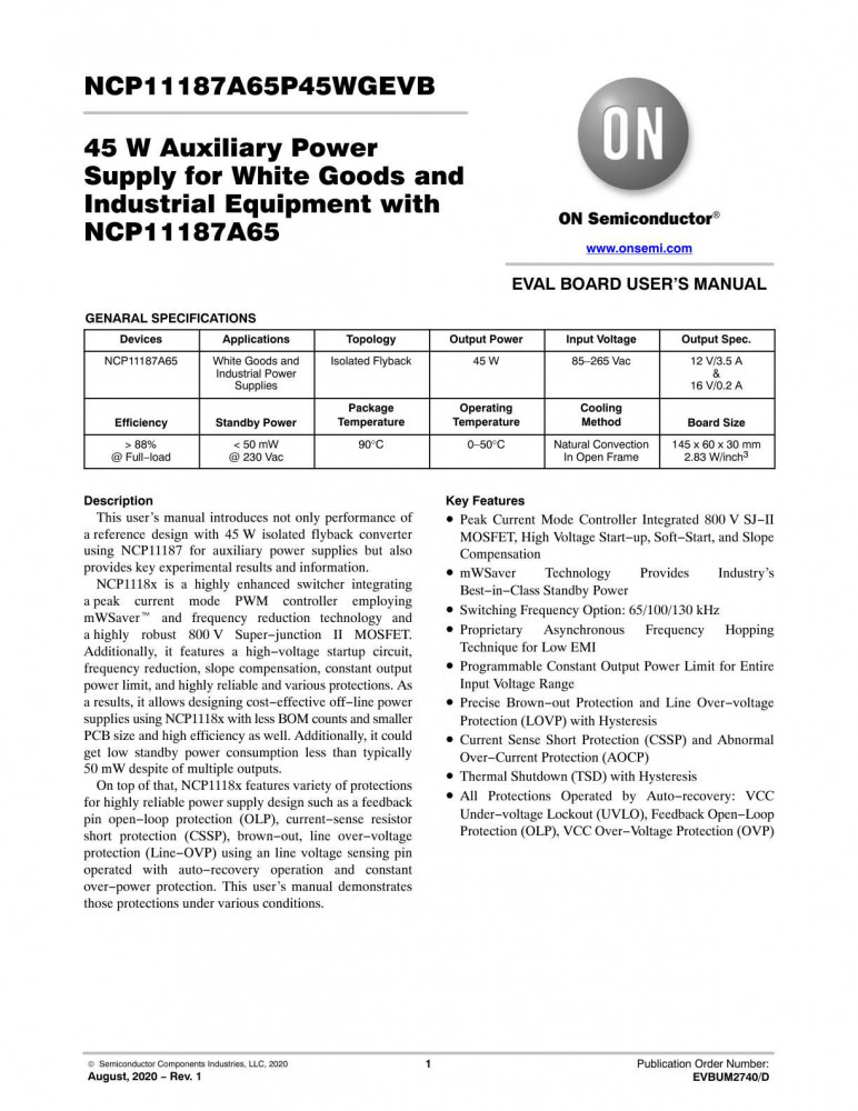 NCP11187A65P45WGEVB document page 1