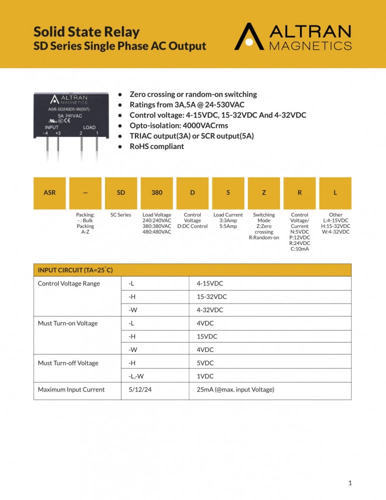 ASR-SD380D5ZH datasheet page 1