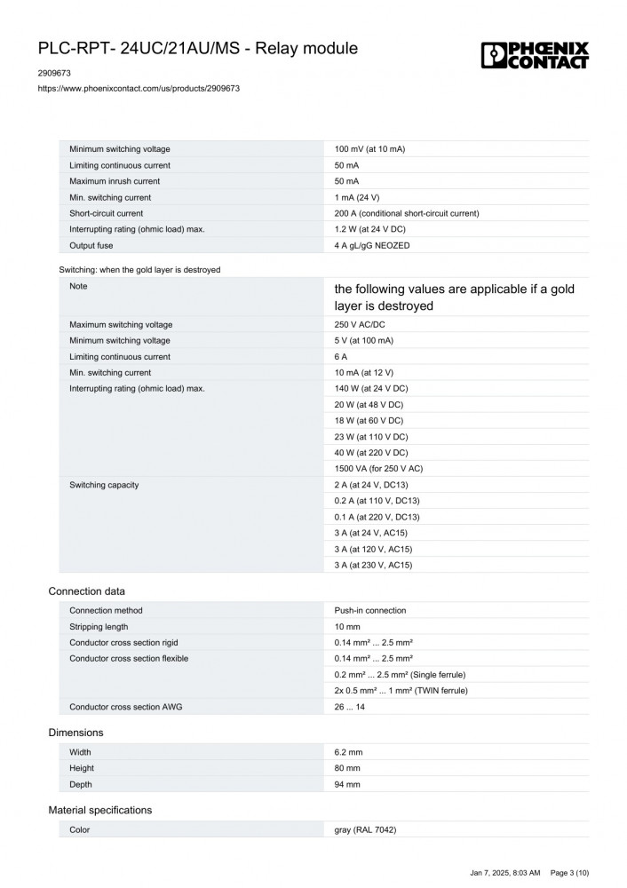 Phoenix Contact 2909673 technical document page 3