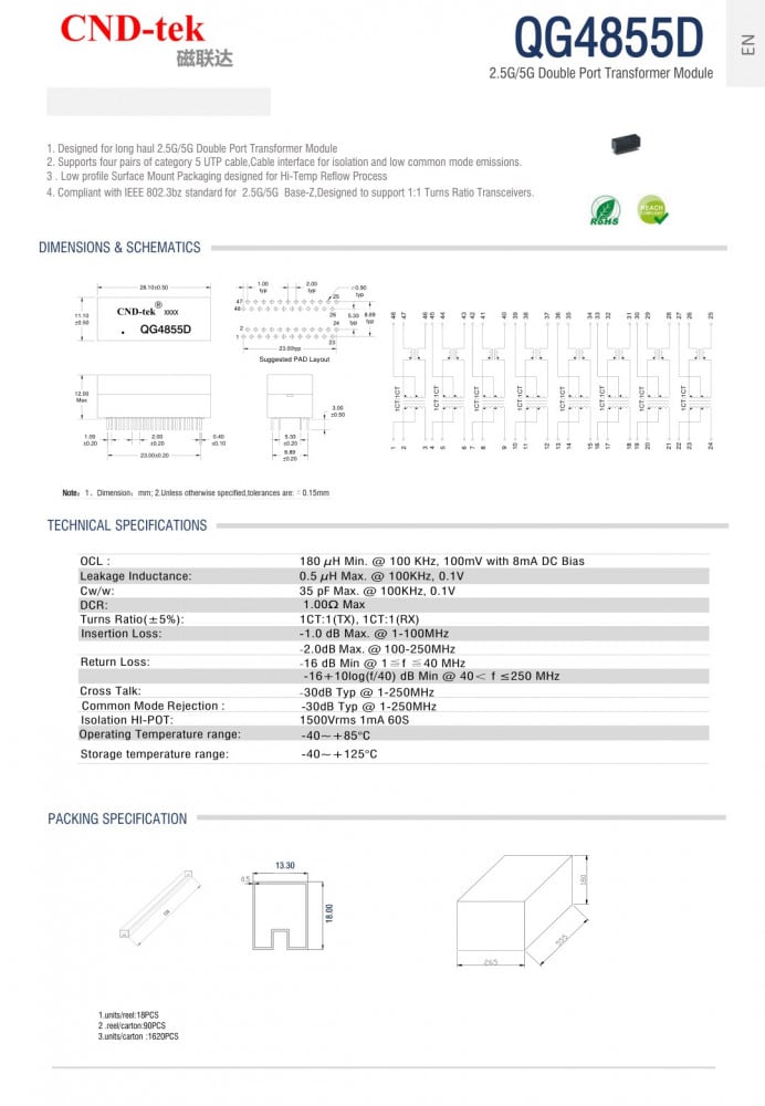 QG4855D technical datasheet page