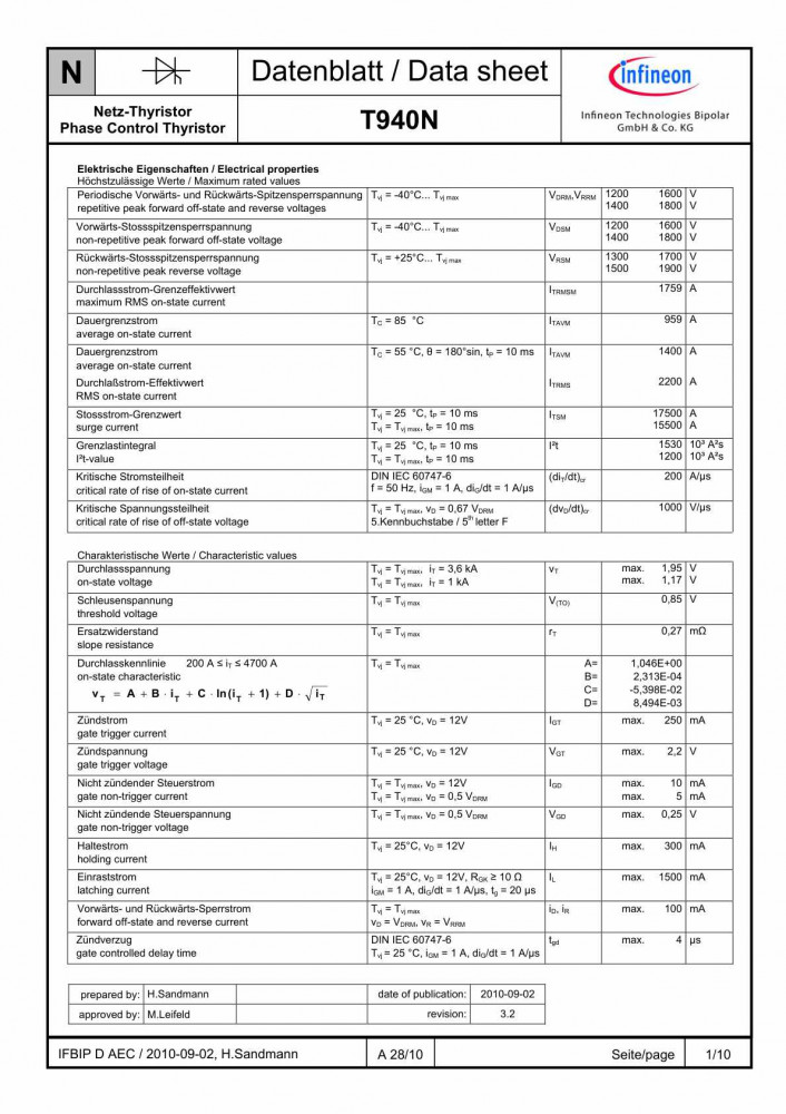 T940N16TOF data sheet page 1