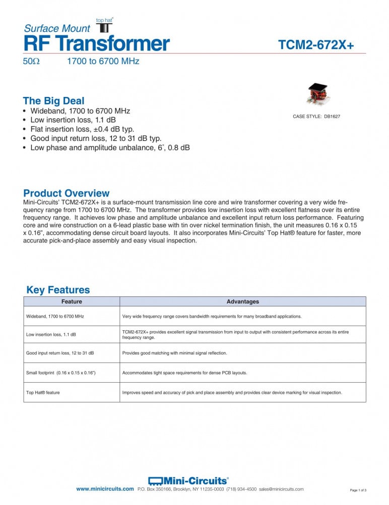 TCM2-672X+ datasheet page 1