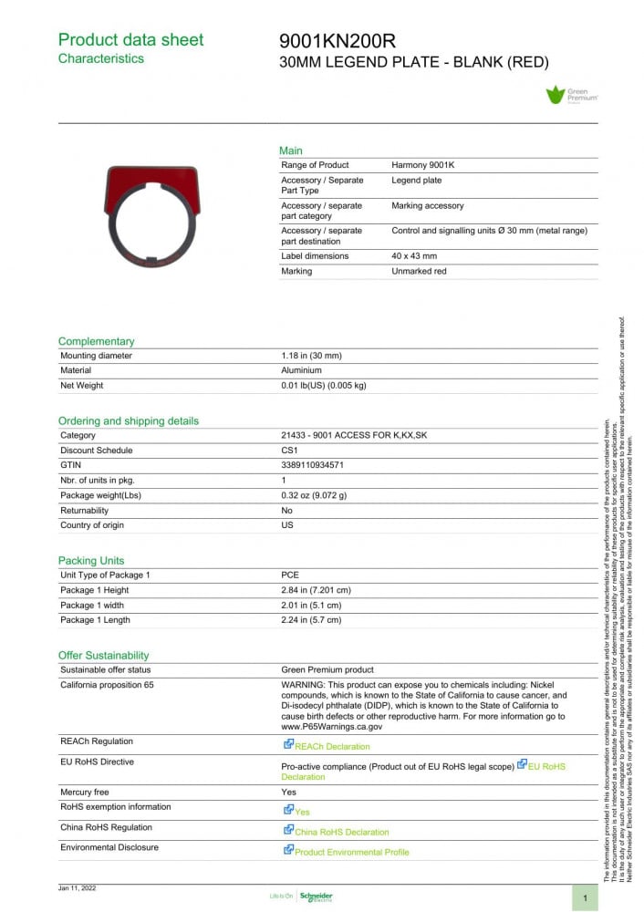 9001KN200R technical document page 1