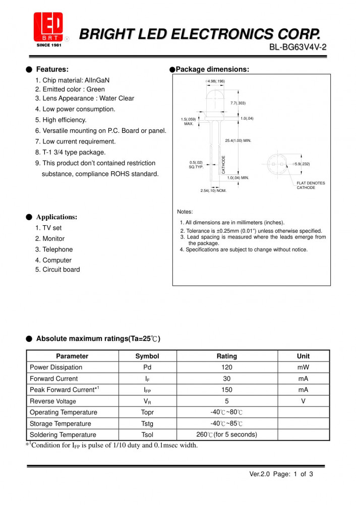 BL-BG63V4V-2 datasheet page 1