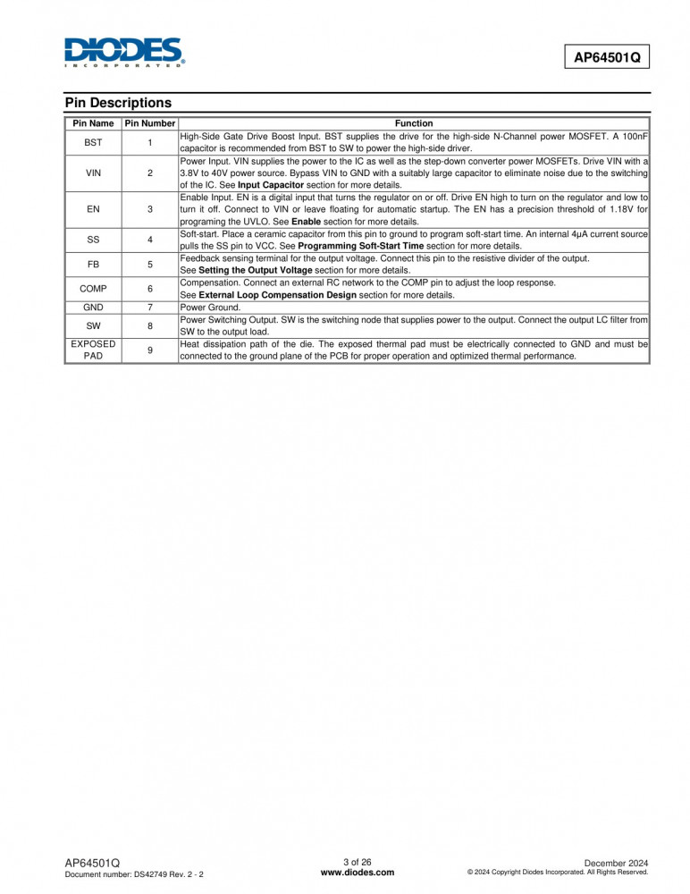 AP64501QSP-13 datasheet page 3