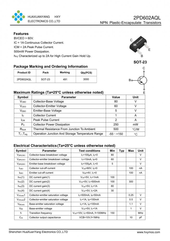 2PD602AQL-HXY datasheet page 1