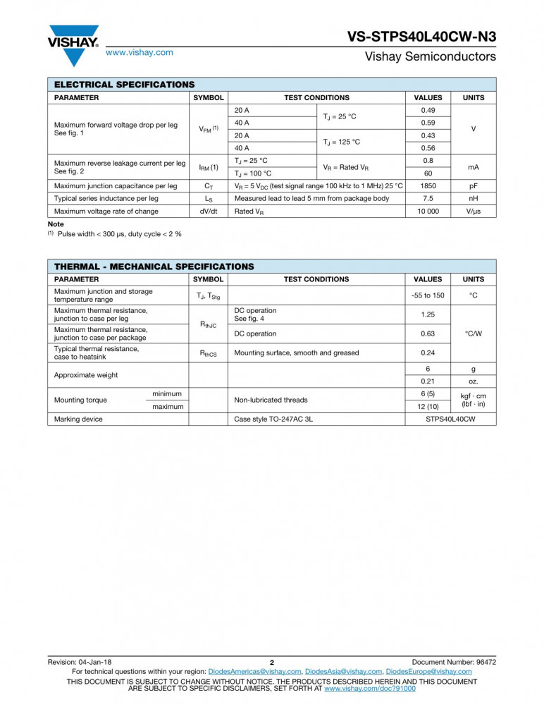VS-STPS40L40CW-N3 datasheet page 2