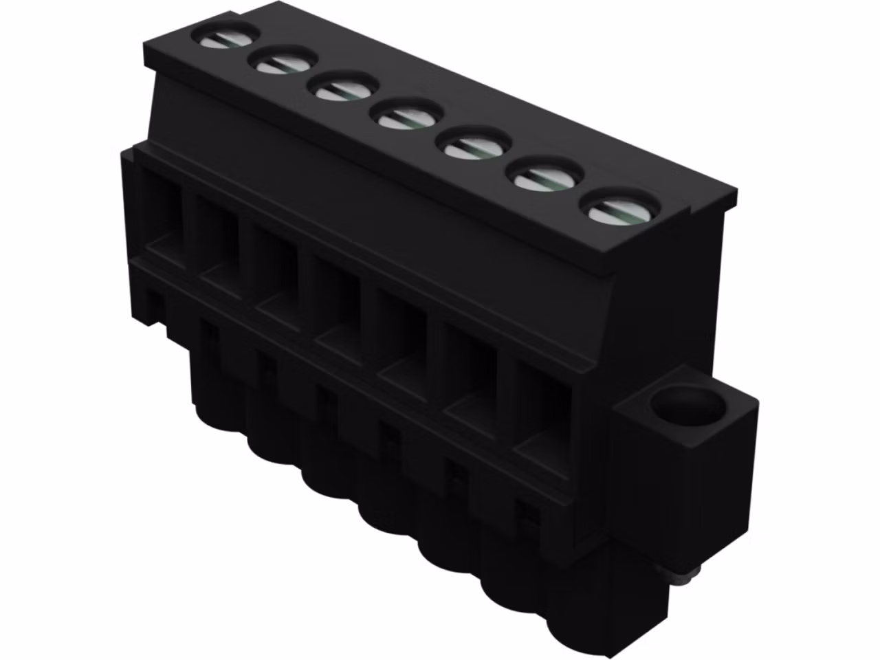 5.00mm Pitch Eurostyle Vertical Plug, with Retention Screws and Reverse Imprinting, Rear Wire Entry, Gold (Au) Plated, Black, 7 Circuits for sale