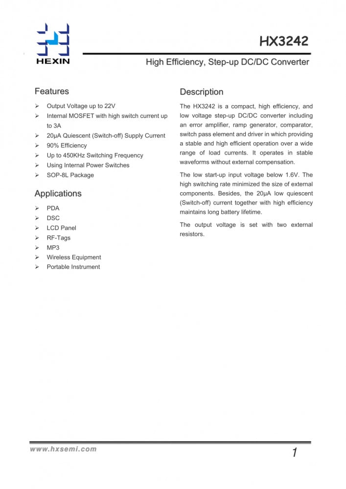 HX3242 datasheet page 1