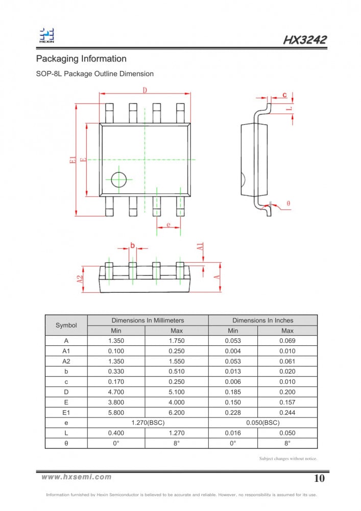 HX3242 datasheet page 10