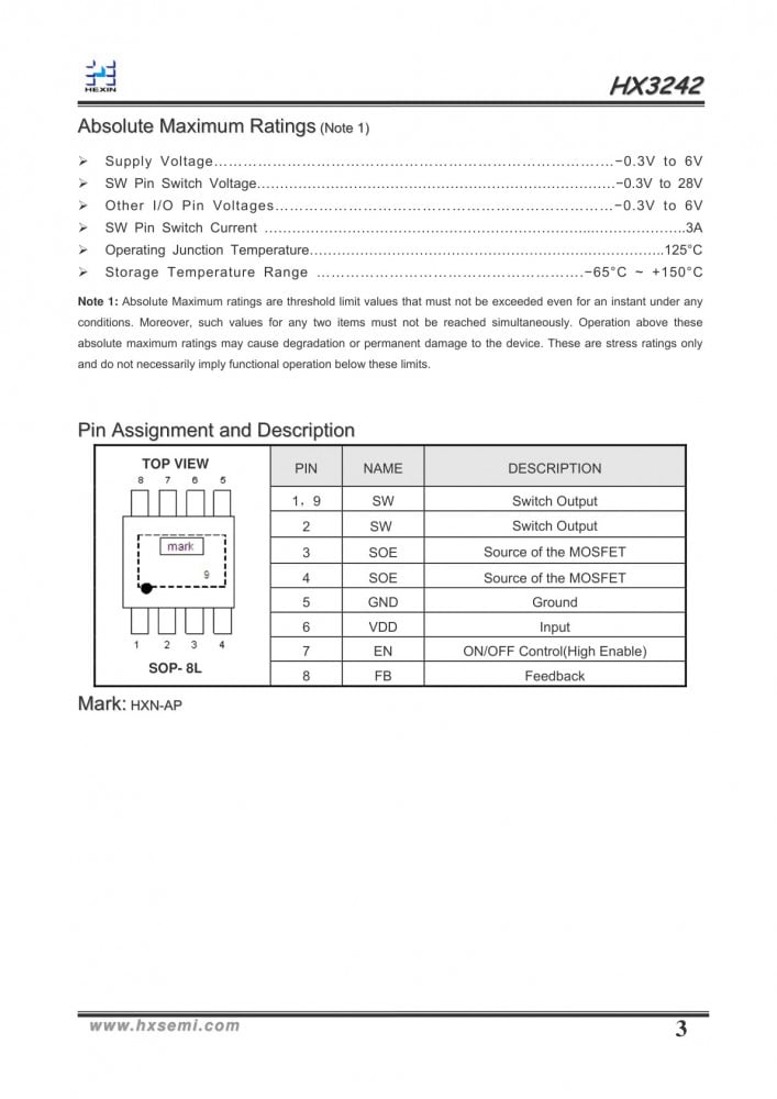 HX3242 datasheet page 3