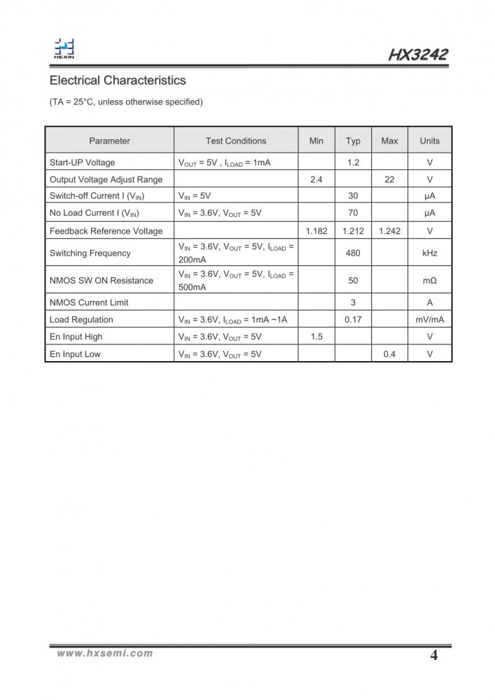 HX3242 datasheet page 4
