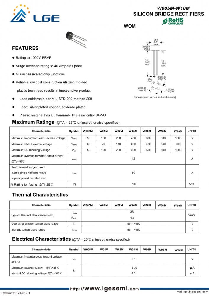 LGE W10M datasheet page 1