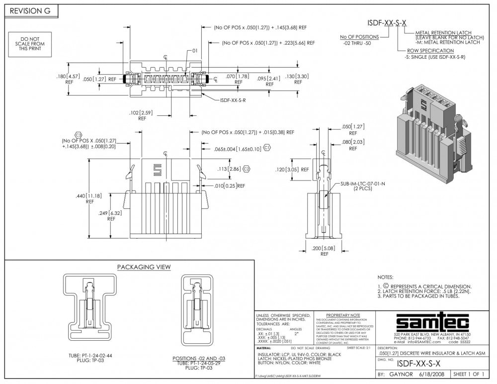 Samtec ISDF-02-S-M technical drawing