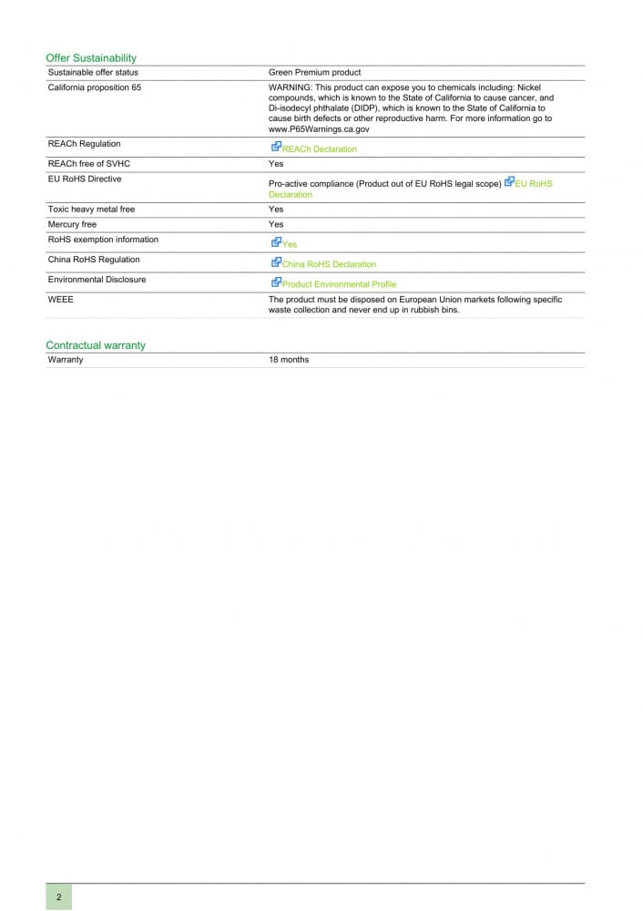 RUW101MW technical document page 2