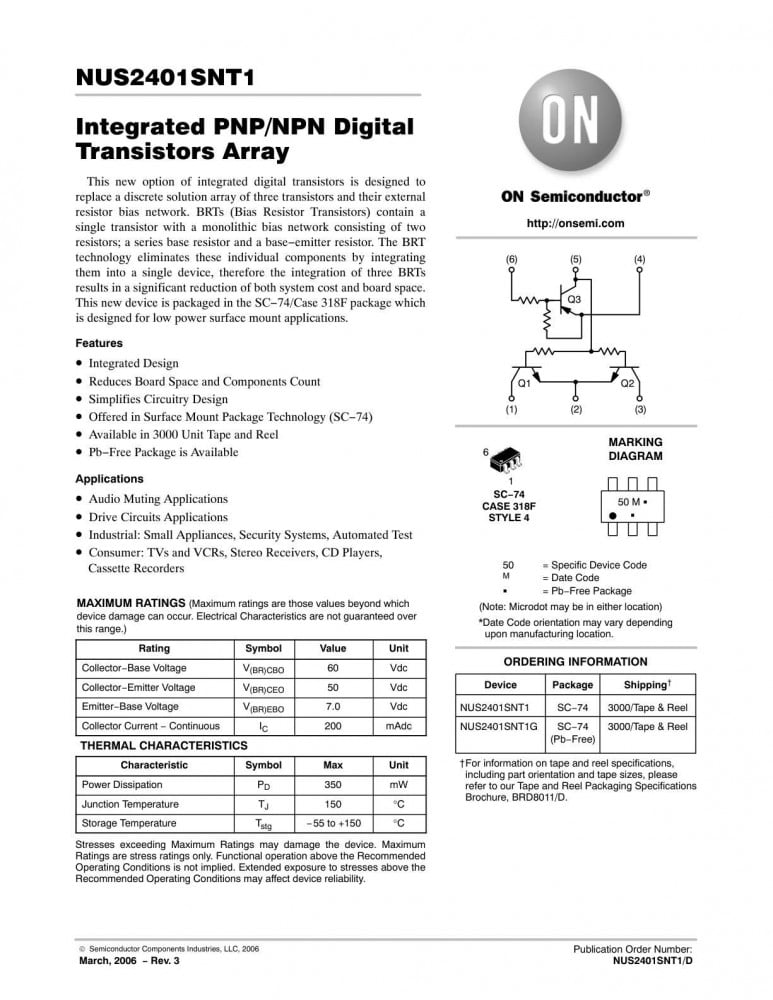 NUS2401SNT1G datasheet page 1