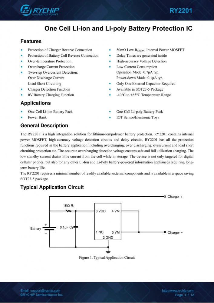 RY2201 datasheet page 1