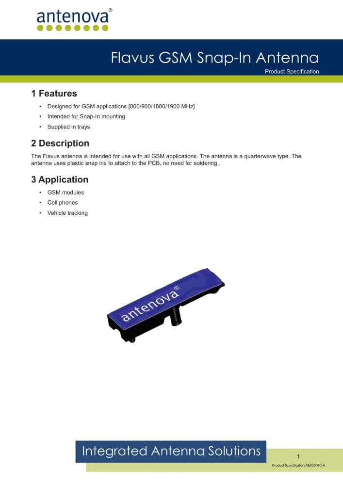 Antenova B5812-04 datasheet page 1