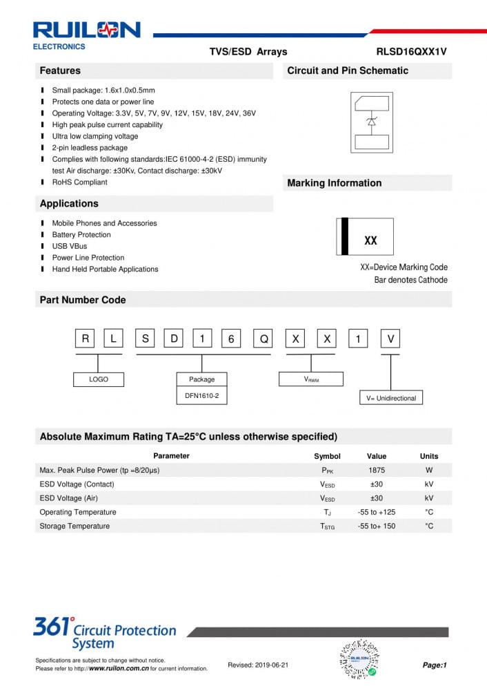 RLSD16Q121V technical document page 1