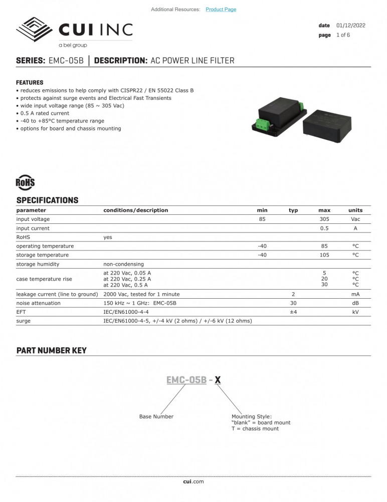 EMC-05B-T datasheet page 1