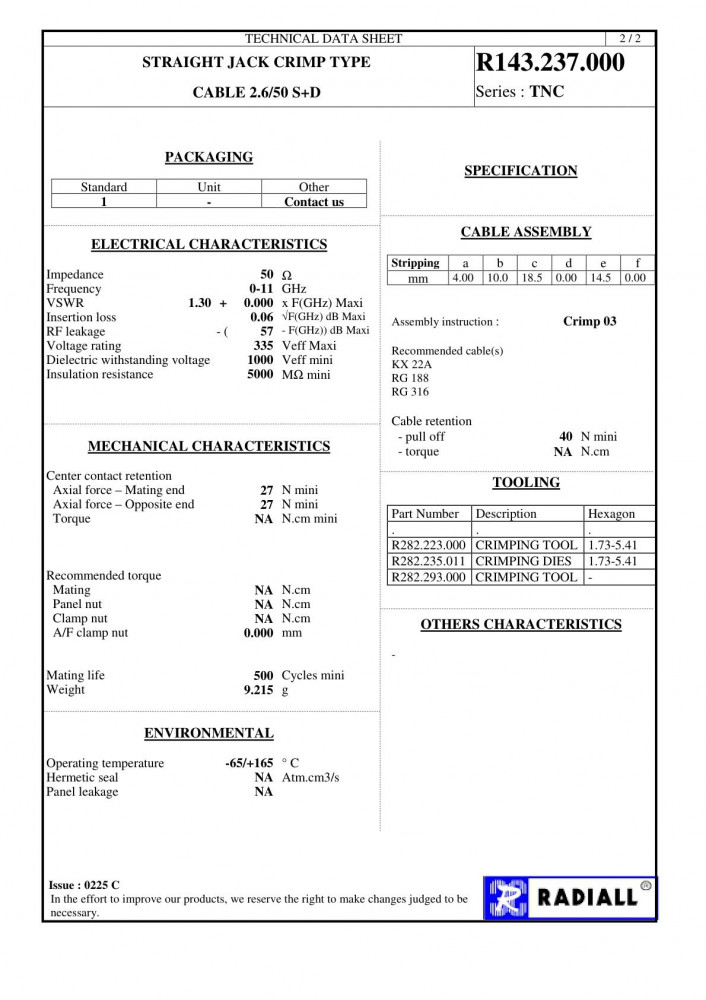 Radiall R143237000 technical datasheet, page 2