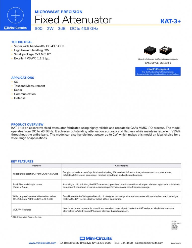 KAT-3+ datasheet page 1