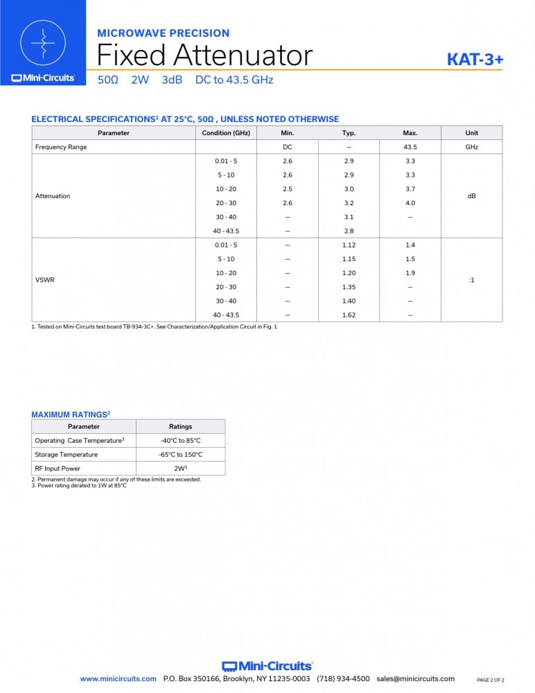 KAT-3+ datasheet page 2