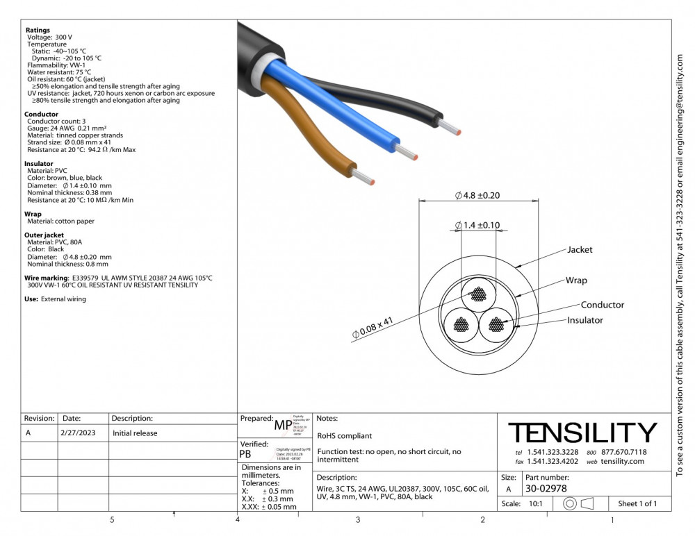 Tensility International 30-02978 product drawing