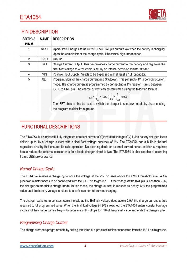 ETA4054S2F datasheet page 4