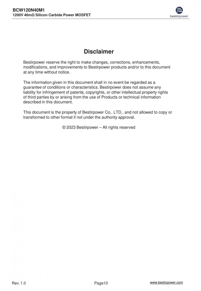BCW120N40M1 datasheet page 10