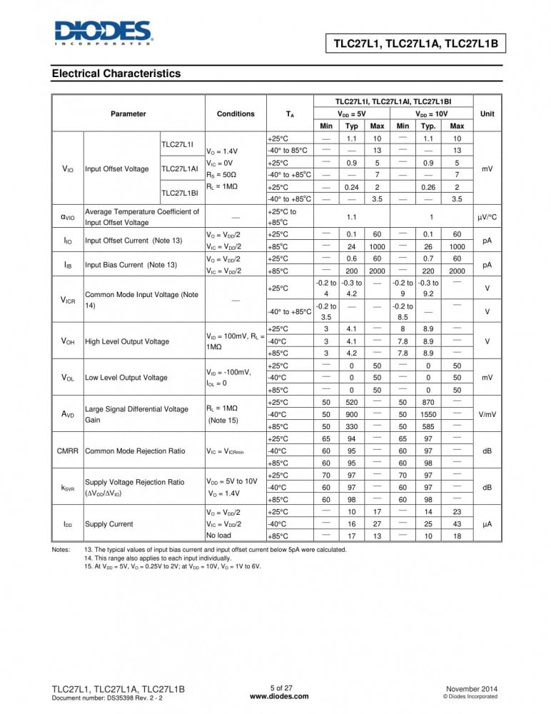 TLC27L1BIS-13 datasheet page 5