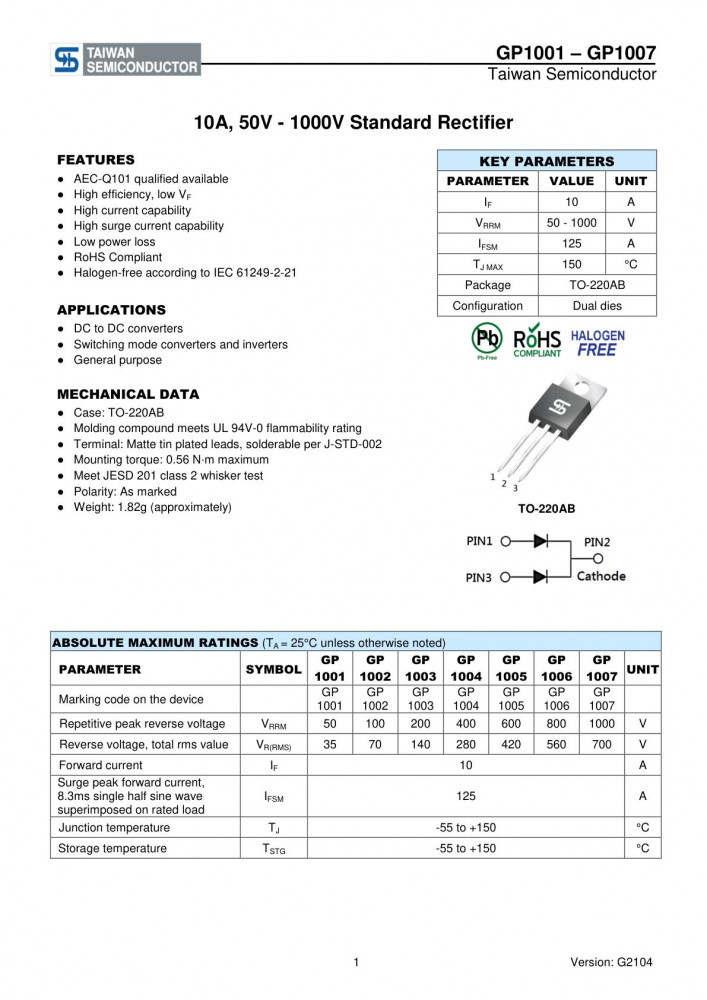GP1006 technical document page 1