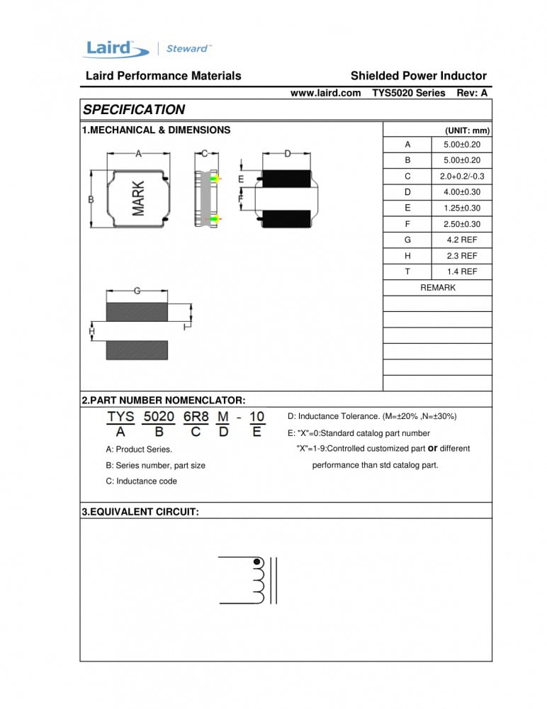 Laird TYS5020 datasheet page 2