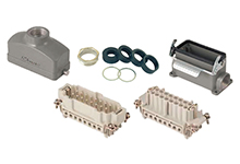 Heavy-Duty Connector Kit, 6 Pole, Series S-E Female-Male Inserts, M20 Metal Cable Gland, M20 Die-cast Aluminum Hood-Top Entry, Surface Mount Housing-Vertical, 1 Lever, Size 6B «44x27», Grey for sale