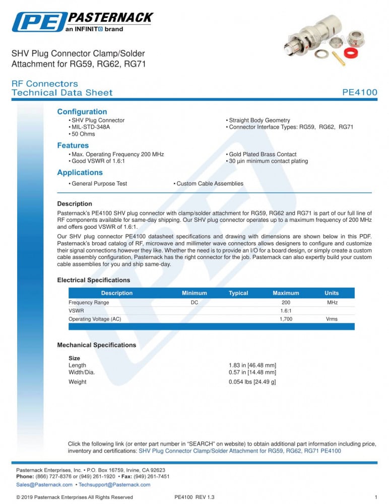 PE4100 datasheet page 1