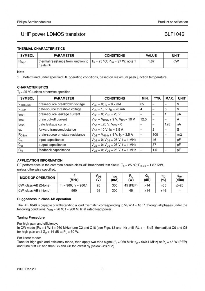 BLF1046 datasheet page 3