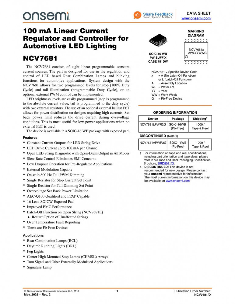 NCV7681 datasheet page 1