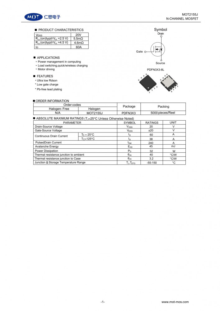 MOT2155J datasheet page 1