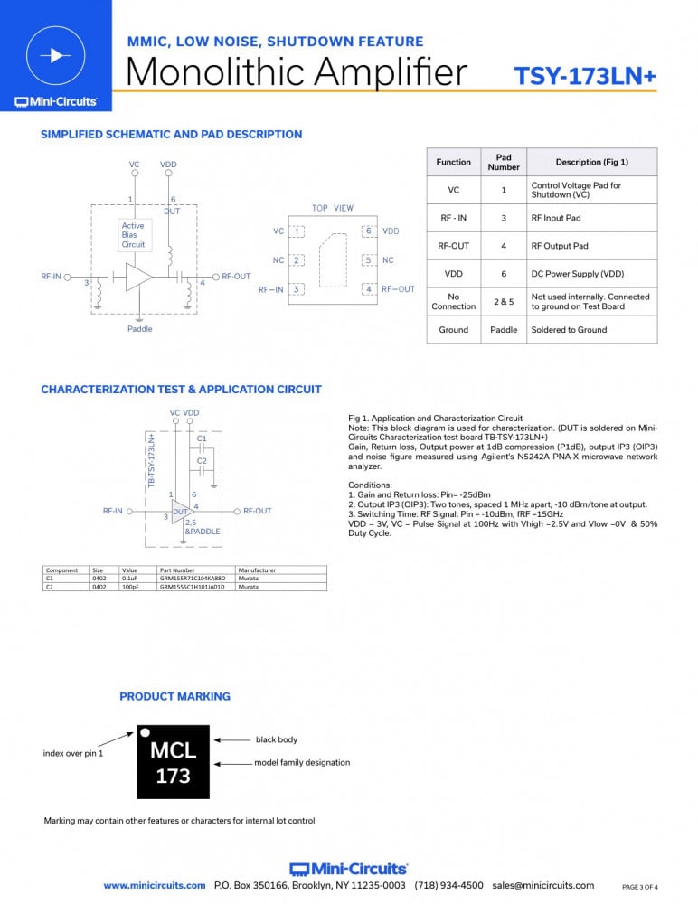 TSY-173LN+ datasheet page 3