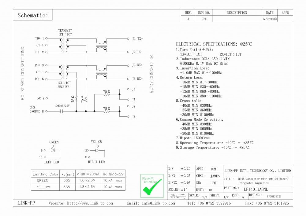 LPJ4011ABNL technical drawing page 1